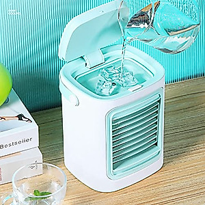 Portable Air Conditioner Cooling Fan, Personal Desk Misting Humidifier Fan Mini Air Conditioners Evaporative Air Cooler Small Fans with LED Light for Room Office, Outdoor Air Conditioner for RV