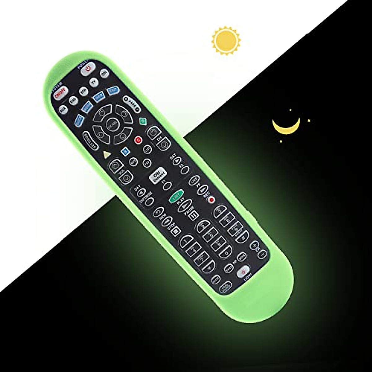 CHUNGHOP Protective Silicone Remote Case Compatible with Spectrum TV UR5U-8790L UR5U-8780L Remote, Anti-Slip, Shockproof, Skin-Friendly(Glow in Dark Green)
