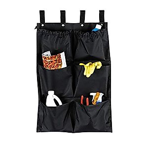 Pocketed Housekeeping Cart Organizer, Black (6 Pocket Black)