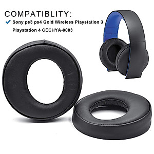 Defean Earpad Repair Parts Suit Replacement Ear Pad and Headband Pad Compatible with Sony ps3 ps4 Gold Wireless CECHYA-0083 Stereo 7.1 Headphone (Black Ear Pads+Blue Headband)