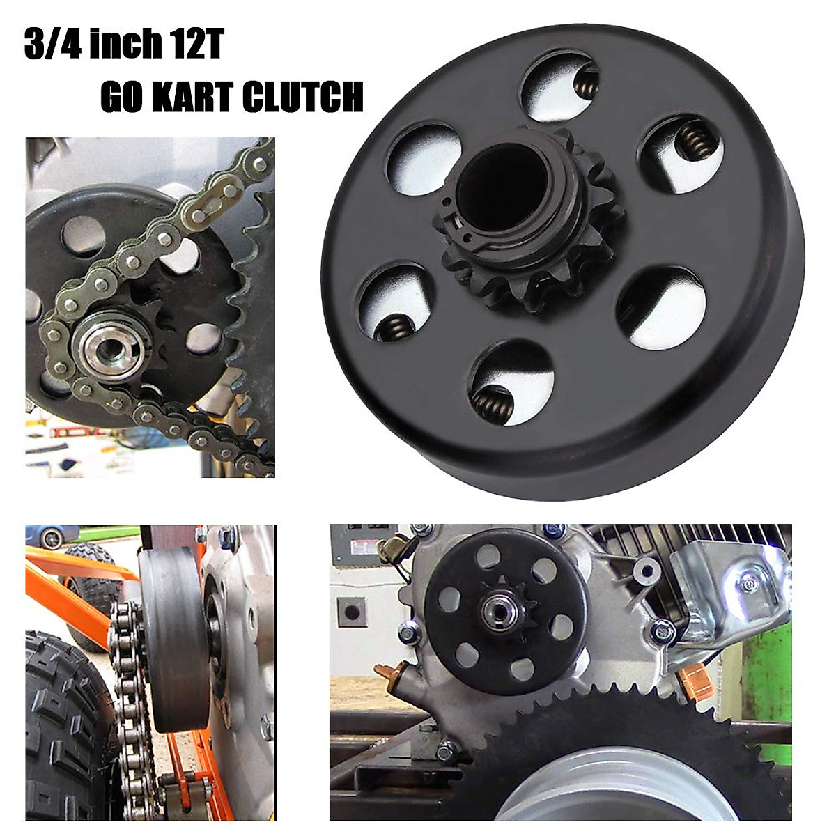 Go Kart Clutch 3/4 Bore 12T with #35 Chain, Centrifugal Clutch Fit for Go Kart Minibike Engines 3/16 Key Way