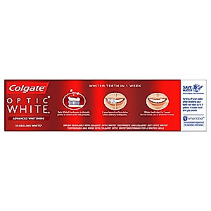 Colgate Optic White Whitening Toothpaste, Sparkling White - 5 ounce (3 Pack)
