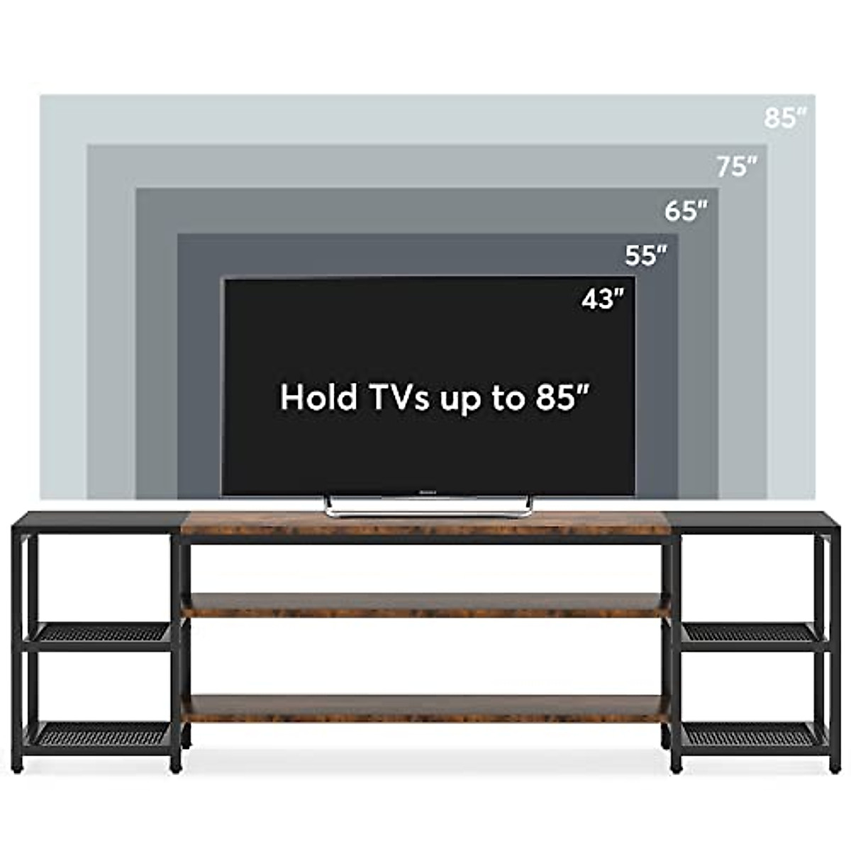 Tribesigns 78 Inch TV Stand for TVs up to 85 Inch, Media Entertainment Center Console Table, Industrial 3-Tier TV Console Table with Storage Shelves for Living Room, Entertainment Room
