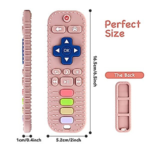 Hooku 2 Pack Teething Toys for Babies 0-6 Months, Silicone Teethers for Babies 6-12 Months, Remote Teether for Baby, Sensory Toys for Babies, Baby Chew Toys, Toddler Infant Newborn Baby Girl Boy Gifts