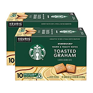 Starbucks Flavored Ground Coffee K-Cup Pods, Toasted Graham, Signature Collection, 100% Arabica Coffee, Recyclable K-Cup, 10 CT K-Cup Pods/Box (Pack of 2 Boxes)