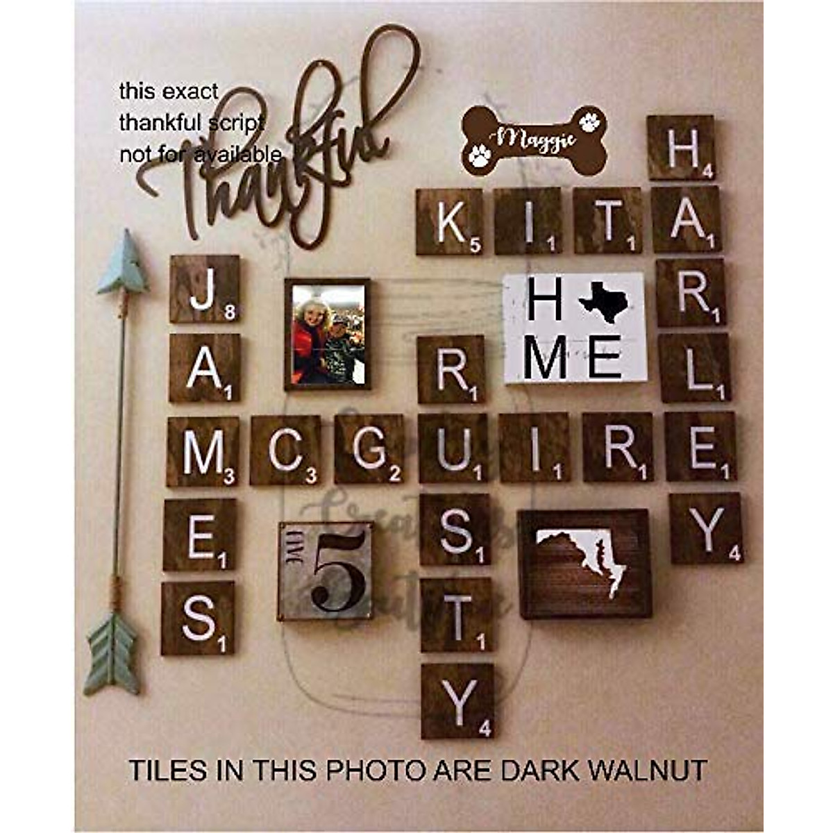 Scrabble 4 x 4 Tiles, Wooden Wall Ready to Hang Tiles, Wall Decor, Farmhouse Style, Scrabble Pieces, Personalized Sign, Wooden Letters