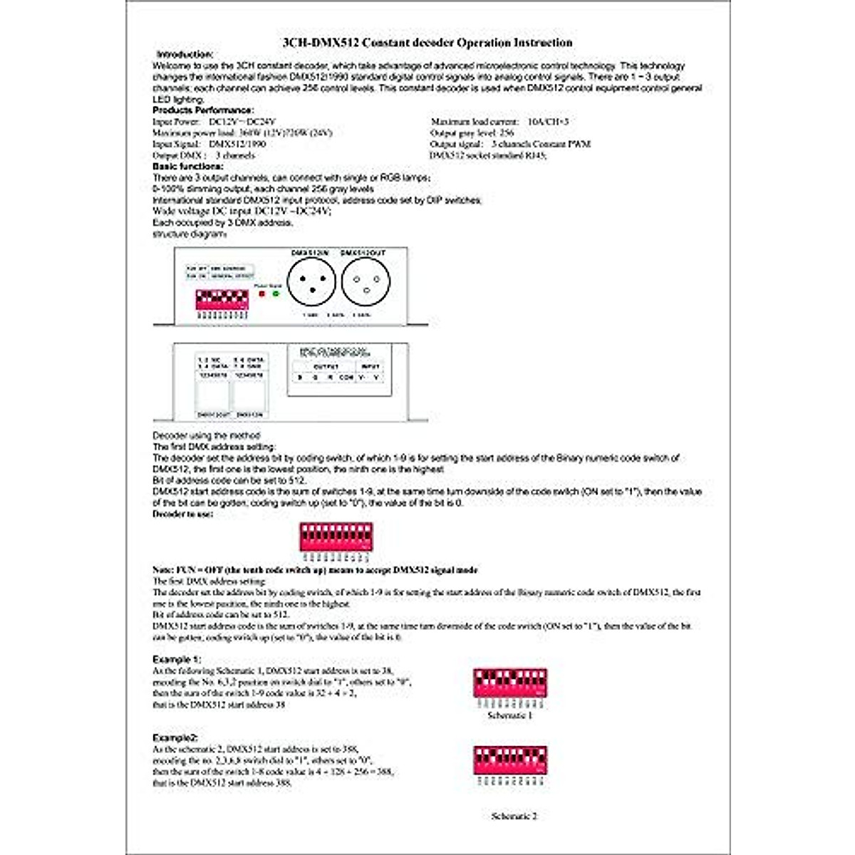 GIDERWEL 4 Channel DMX Decoder RGBW PWM DMX512 Dimmer Driver RGBW LED Strip Light Controller Input 12V-24V DC