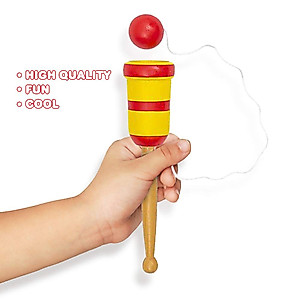 ArtCreativity Wooden Catch Ball Game, Set of 2, Vintage Catch Toys for Kids, Wood Design, Indoor and Outdoor Games for Backyard, Park, and Beach Fun, Best Gift Idea