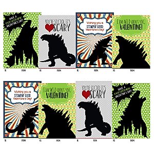 Silly Goose Gifts Monster Zilla Themed Valentines Day Card for Kids School Classroom Exchange (Set of 24) Sharing Gift Giving Valentine's Children