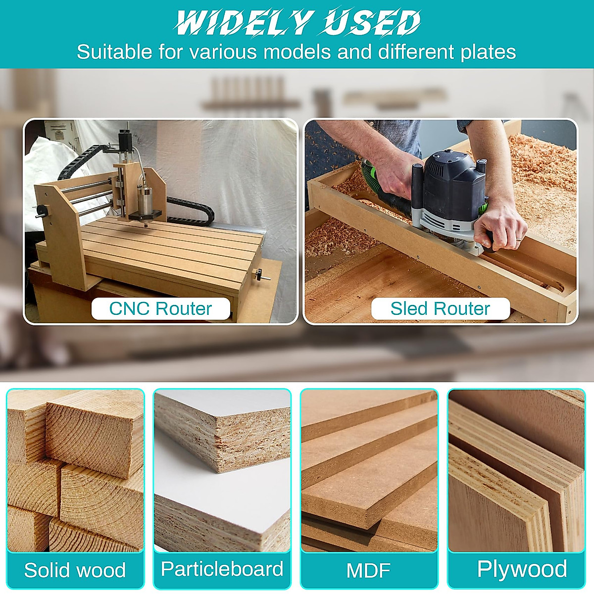 Chaoos CNC Spoilboard Surfacing Router Bit, 1/2" Shank 3" Cutting Diameter 4 Wing, Slab Flattening Router Bit Planing Bit Wood Planer Bit Woodworking Tools, 4 Additional Carbide Inserts