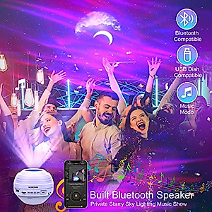 KEDEMAS Star Projector with APP and Remote Control, Galaxy Projector for Bedroom with Music Speaker, Night Lights Projector for Kids Adults with Control Timer, Room Decor/Birthday/Party/Ceiling,White