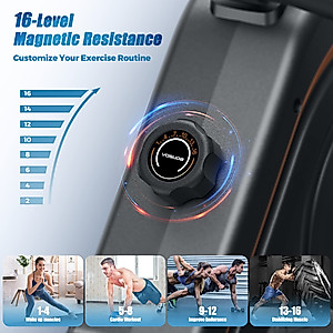 YOSUDA PRO Magnetic Rowing Machine for Home Use-Foldable Rower with 350lbs Weight Capacity and 16 Level Resistance