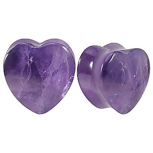 TBOSEN 10PCS Set Organic Stone Amethyst Ear Gauges Plugs Tunnels Double Flared Saddle Gauges Piercing Set Stretchers Gift 0g-5/8 in 8mm-16mm