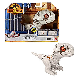 Mattel Jurassic World Dominion Uncaged Rowdy Roars Atrociraptor Ghost Dinosaur Action Figure, Toy with Interactive Motion & Sound