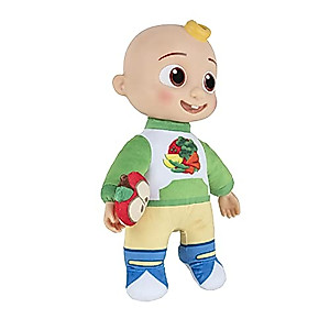 CoComelon Snack Time Features JJ Doll with Red Apple Plush - Plays Sounds, Phrases, and Clips of ‘Yes Yes Vegetables Song’ - Toys for Kids, Toddlers and Preschoolers