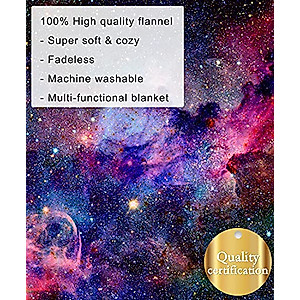 KYKU Soft Galaxy Blanket Full Size Fleece Purple Nebula Throw Blanket Universe Small Outer Space Adult and Child Comfy Home for Living Room Sofa Nap Cozy Pretty Abstract Art Printed Design Gifts