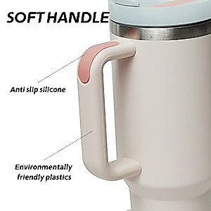 40oz Insulated Tumblers with Handle and Straw H2.0 Quencher Tumbler Reusable Ice Coffee Cup with Lid Travel Coffee Mug for Cold and Hot Beverages Stainless Steel BPA Free(40oz Rose Quartz)