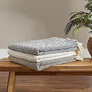 DII Global, Fields of Diamond Woven Throw, 50x60, Natural