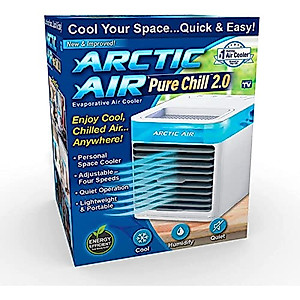 Arctic Air Pure Chill 2.0 Evaporative Air Cooler by Ontel - Powerful, Quiet, Lightweight and Portable Space Cooler with Hydro-Chill Technology For Bedroom, Office, Living Room & More
