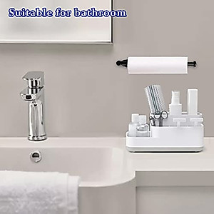 TAMHUYEO Paper Towel Holder,Adjustable Easy Tear Wall Mount Paper Towel Holder Under Cabinet with Damping,Effect for Kitchen Bathroom(Black)