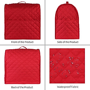 Stand Mixer Cover compatible with Kitchenaid Mixer, Fits All Tilt Head & Bowl Lift Models with 3 Organizer Bag for Accessories. (Red, For Bowl Lift 5-8 Quart)
