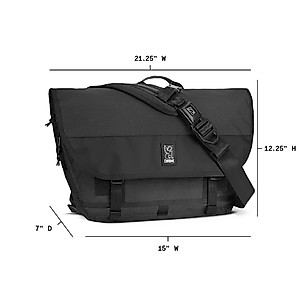 Chrome Industries Buran III Messenger Bag - 17" Laptop Sling Bag, Seat Belt Buckle, Water Resistant, 24 Liter, Black
