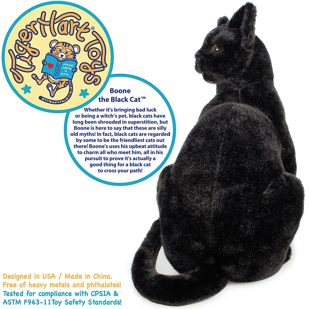 TigerHart Boone The Black Cat - 13 Inch Stuffed Animal Plush
