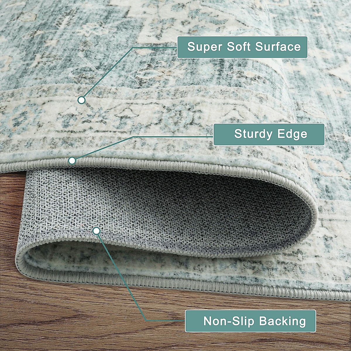 LIVEBOX Washable Kitchen Runner Rug 2x6- Boho Hallway Rug Runner Long Entryway Rug, Low-Pile Accent Rug for Bedroom, Non-Slip Soft Carpet Runner Throw Rug for Bathroom Laundry Room, Sage Green