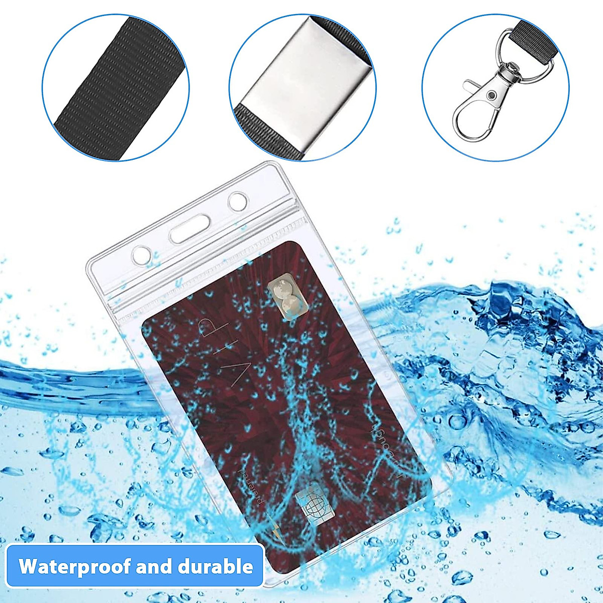 ID Badge Holder with Lanyard, 10 Sets Clear Name Badge Holder 4.5x2.6 Inches, Name Tag Holder with Waterproof Resealable Zip for Business School (Vertical)