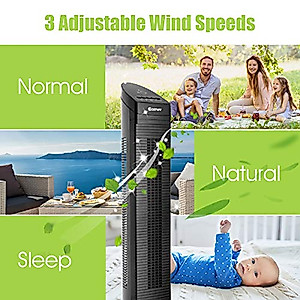 COSTWAY Tower Fan, 3-Speed Portable Oscillating Fan, Digital Control/w Remote Control, 9-Hour Timer, LCD Display, Oscillating Tower Fan (35-Inch)