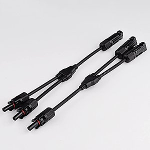 BAYM Solar Panel Y Branch 2 to 1 MMF + FFM Cable Connector Parallel Solar Wire Connector Y-Type Y3 Coupler Combiner(1 Pair)