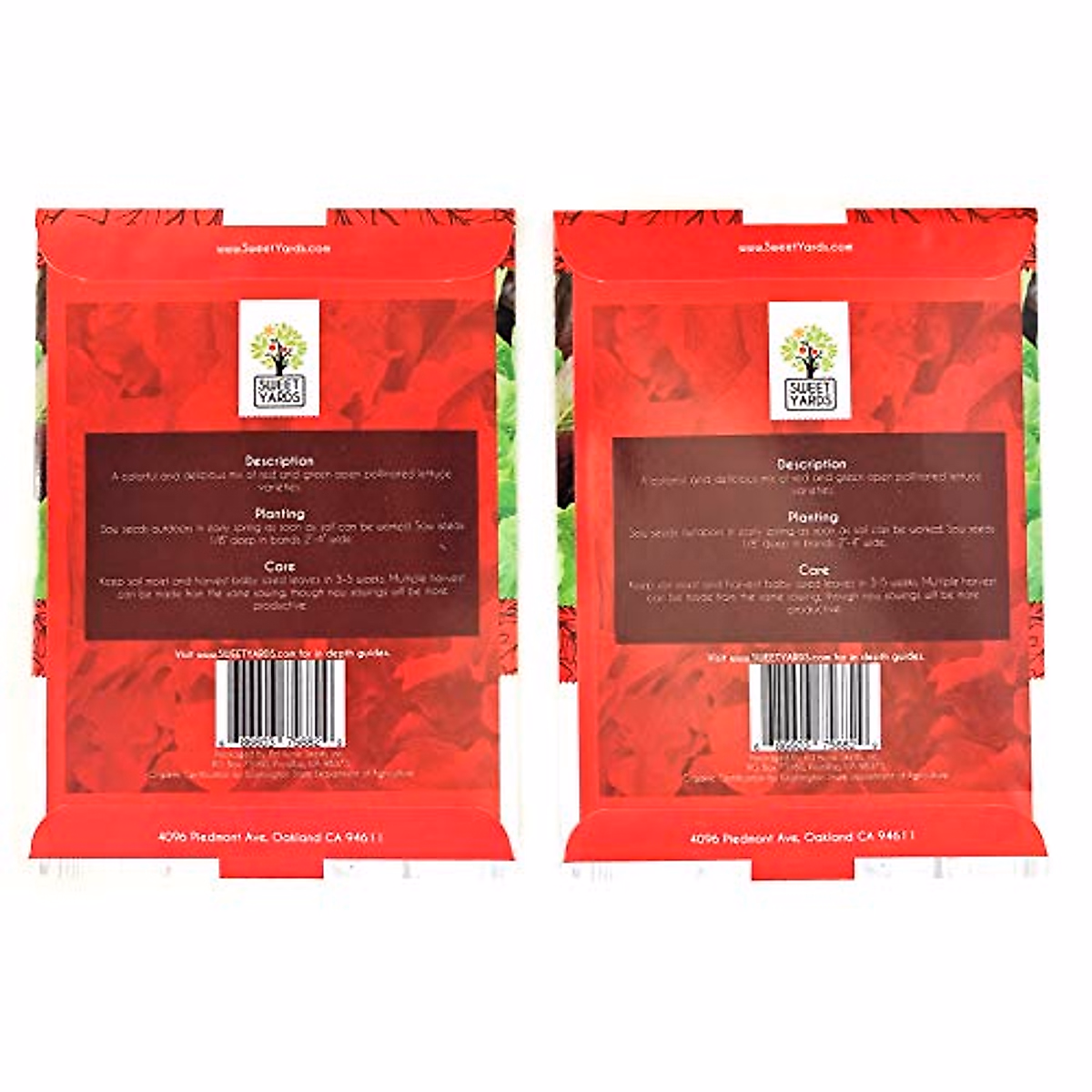 Baby Leaf Lettuce Seeds (Colorful Spring Mix) - 2 Seed Packets! - Over 1000 Open Pollinated Non-GMO USDA Organic Seeds