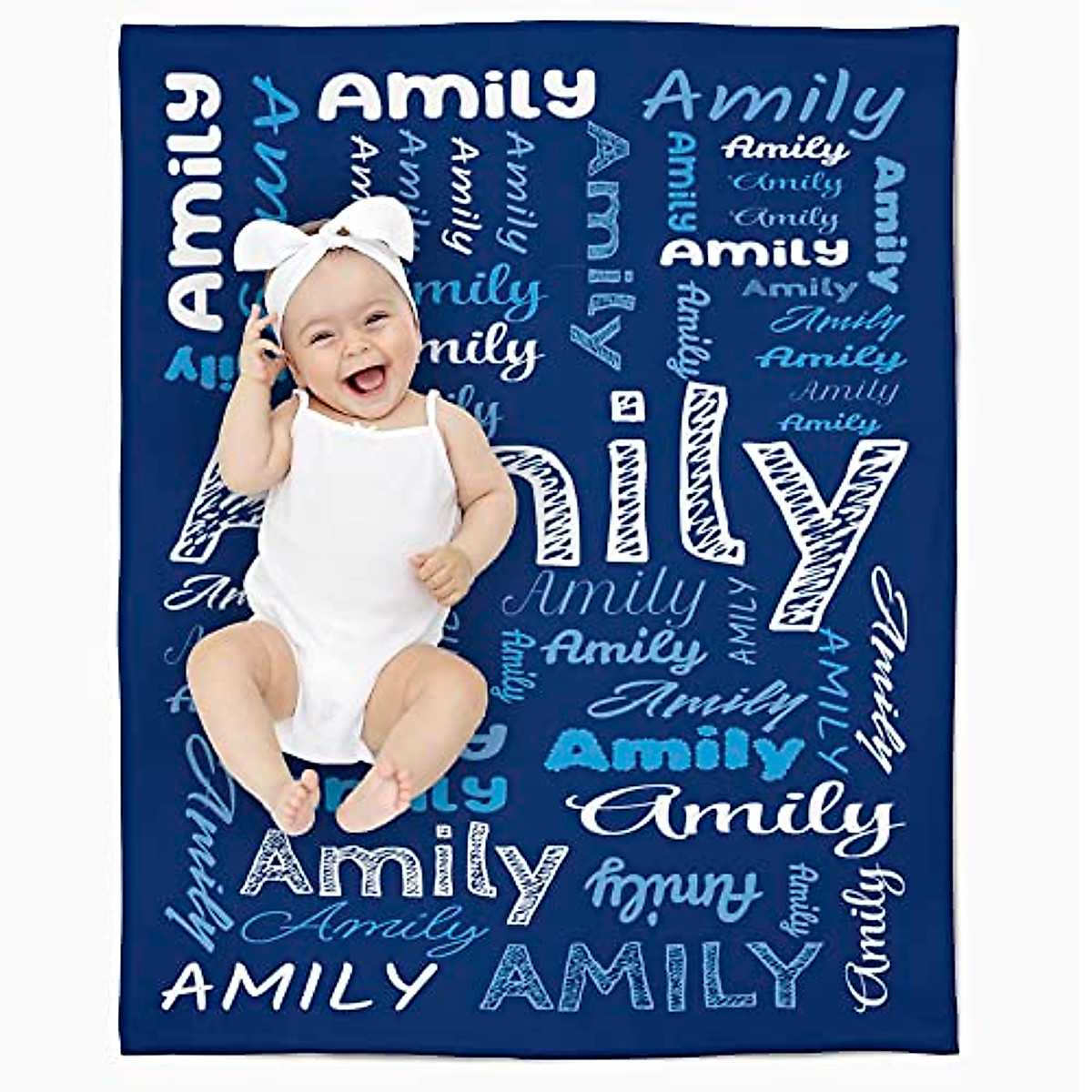 Personalized Baby Blankets for Boy Girls, Custom Blanket with Name, Customized Soft Plush Flannel Throw Blankets Gifts for Kids Adults 30"X40"