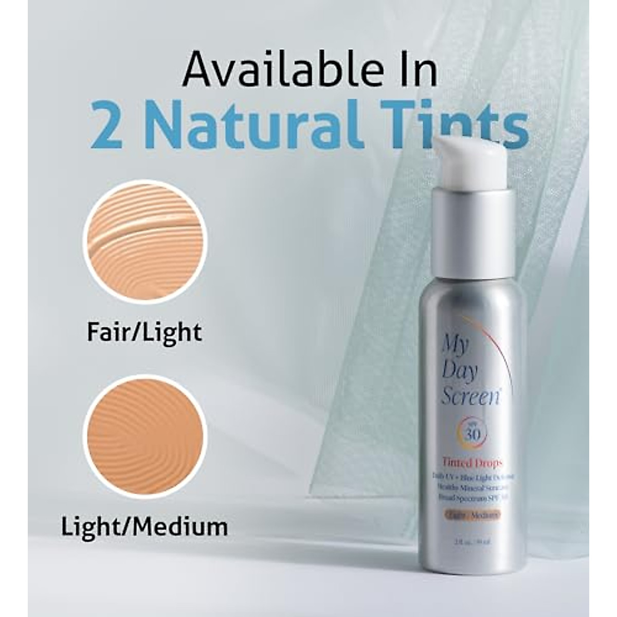 Tinted Drops - SPF 30 F/L Facial Mineral Moisturizer Sunscreen. Broad Spectrum, Vegan, Natural, and Sustainable. 2 oz