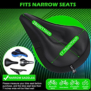 Zacro Bike Seat Cushion - Gel Padded Cover for Men Women Comfort, Extra Soft Exercise Bicycle Compatible with Peloton, Stationary or Cruiser Seats