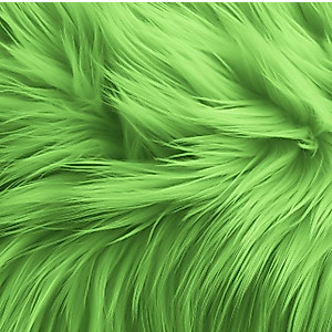 FabricLA Shaggy Faux Fur Square - 12" X 12" Inches Pre-Cut - Use Fake Fur Fabric for DIY, Craft Fur Decoration, Fashion Accessory, Gnome, Hobby - Lime Green Faux Fur Fabric