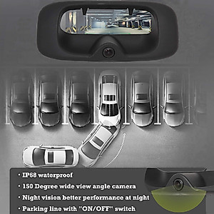 RED WOLF Tailgate Handle Backup Camera Fit for 1999-2006 Chevrolet Chevy Silverado/GMC Sierra 1500 2500 3500HD Pickups Reverse Rear View Backup Camera, Waterproof Guideline w/12V Power Cable RCA Plug