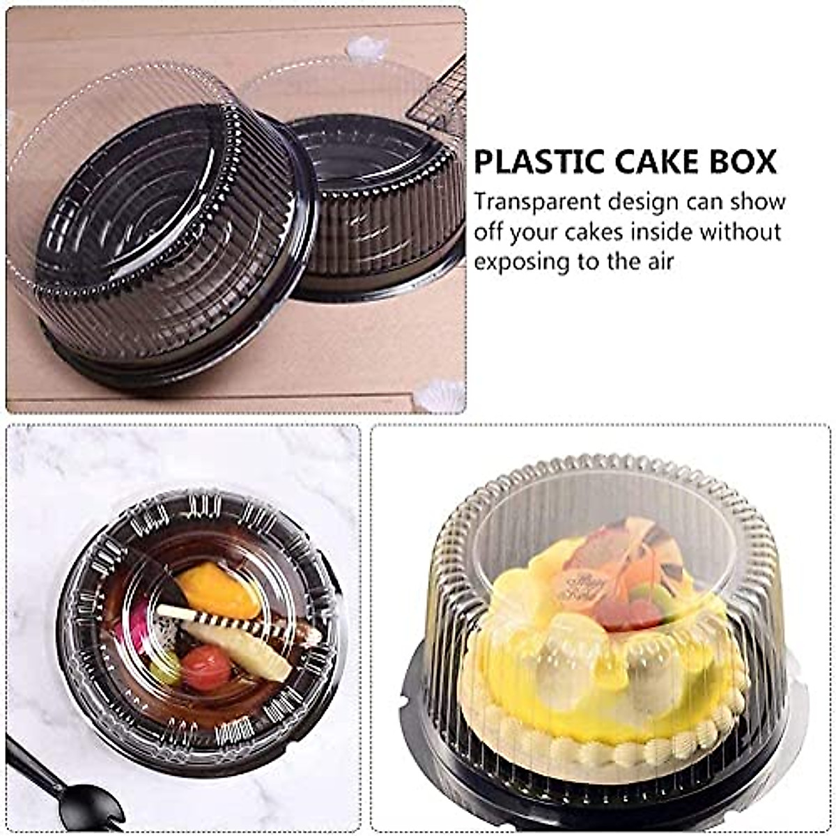 Fnoko 8 Inch Plastic Cake Container with Clear Dome Lid 7 Inch Round Cake Boards - Cake Holder with Lid is for Cake Supplies, 10 Pack of Each (8 inch)