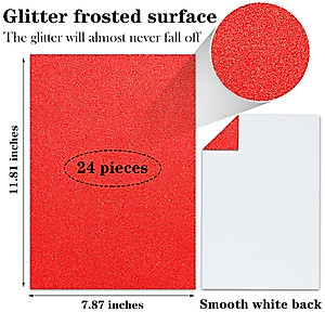 Twavang 24 Sheets Red Glitter Cardstock Paper, A4 Premium Sparkly Paper for Scrapbook, DIY Projects, Party Decoration, Gift Box Wrapping 250GSM/92lb