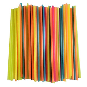 Cocktail Bar Straws for Drinks - 5 Inch Coffee & Cocktail Stirrers Straws - Plastic Drink Stirrers - Short Coffee Stir Straws Disposable Sip Stir Straws - Mini Cocktail Straws (Neon - 300 Straws)