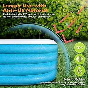 SOARRUCY Inflatable Pool-Swimming Pools for Kids & Adults, Above Ground Pool 120''x72''x26'' Oversized Thickened Family Blow Up Kiddie Pool, with Electric Air Pump Backyard, Garden