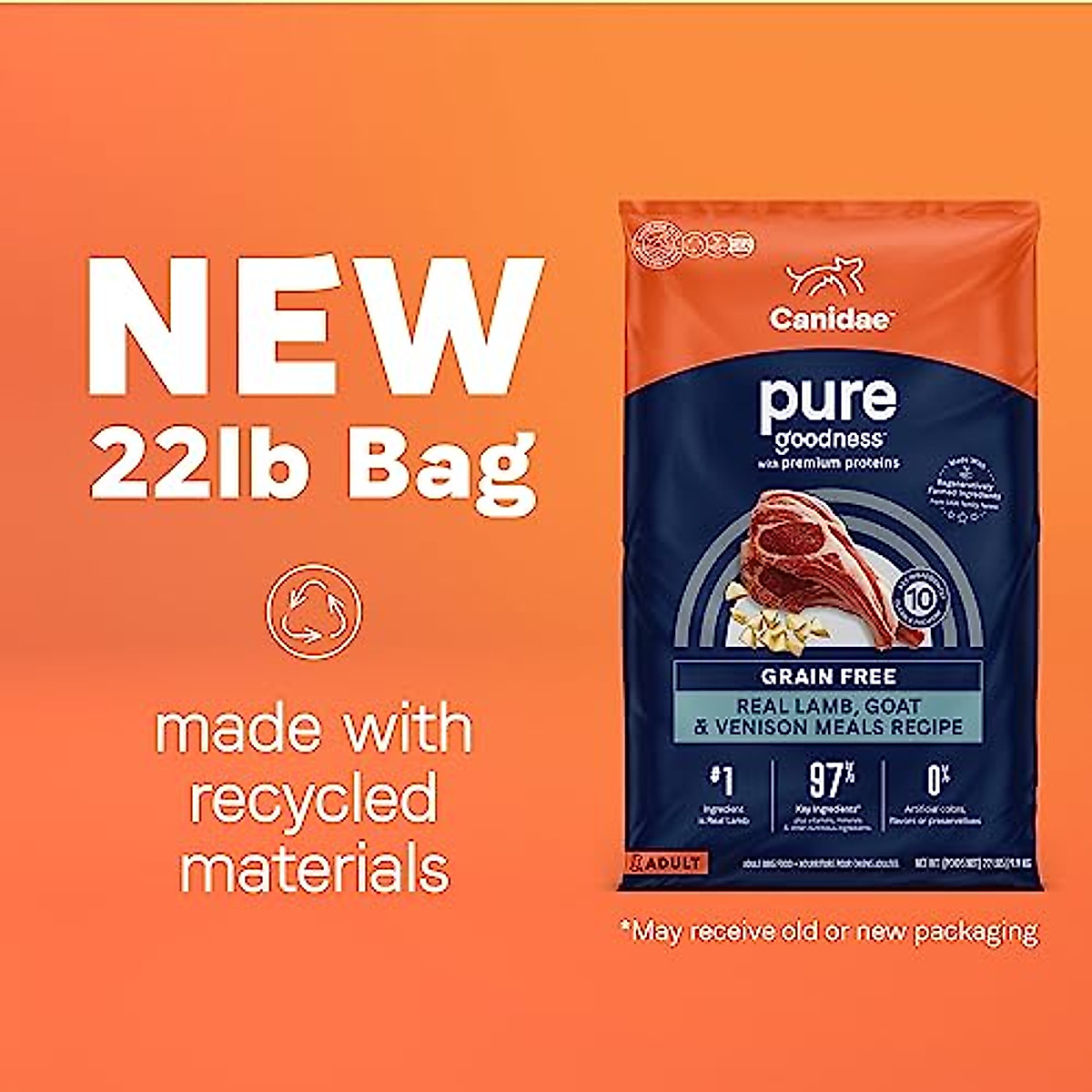 Canidae Pure Real Lamb, Goat & Venison Meals Recipe Adult Dry Dog 24 LB