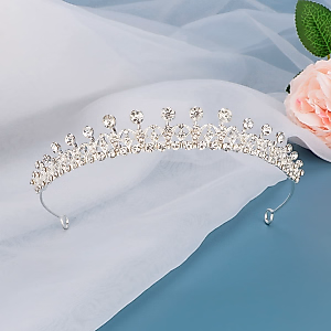 Hapdoo Tiaras for Women, Elegant Princess Crown, Lightweight Small Tiara for Girls, Prom Queen Silver Tiara, Birthday Bride Wedding Bachelorette Party Tiaras and Crowns