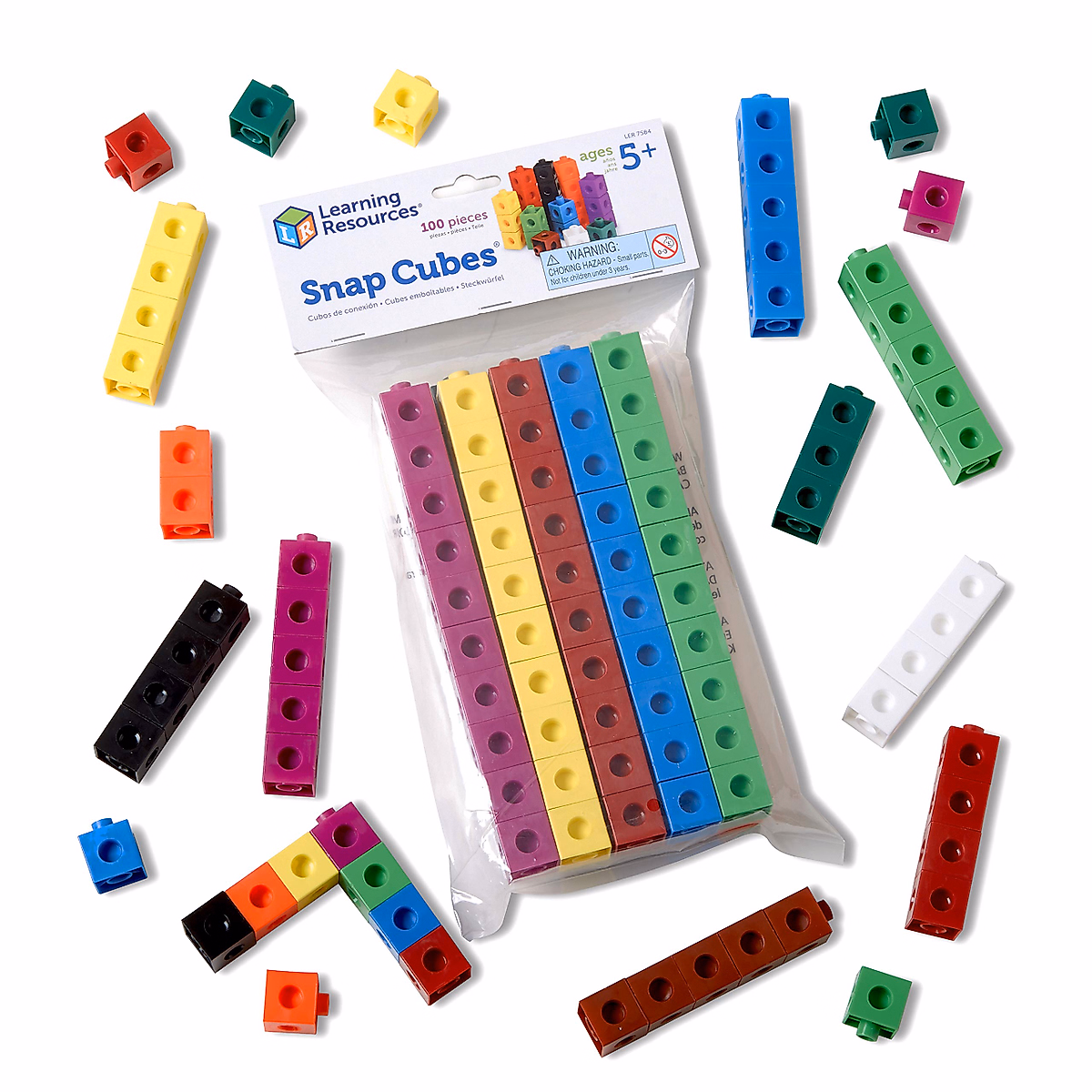 Learning Resources Snap Cubes - 100 Pieces, Ages 5+ Homeschool and Classroom Supplies, Educational Counting Toy, Math Games for Kids, Teacher Aids