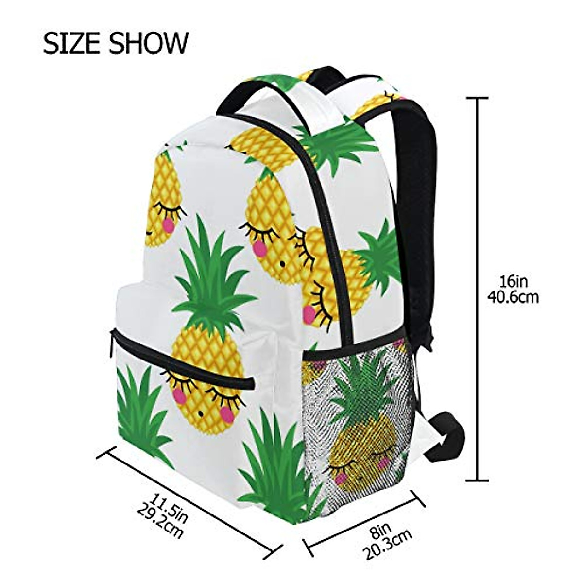 Qilmy Pineapple Backpack for Girls for School Backpacks