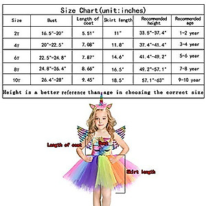 Suppromo Unicorn Costume for Girls Halloween Rainbow Tutu Dress for Princess Girls Birthday Party Outfit for Toddler Baby 4-6 Years with Headband