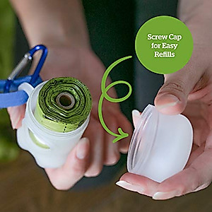 Pogi's Dog Poop Bag Dispenser with Metal Carabiner Clip - Includes 1 Dog Poop Bag Holder for Leashes & 15 Scented Poop Bags for Dogs