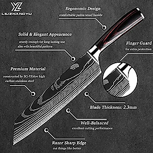 Kitchen Chef Knife Sets, 3.5-8 Inch Set Boxed Knives 5Cr15mov Stainless Steel Ultra Sharp Japanese Knives with Sheaths, 10 Pieces Knife Sets for Professional Chefs