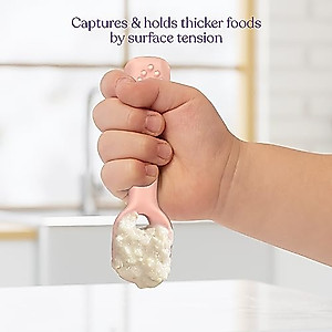 Silicone Baby Spoon Set | Baby Spoons Self Feeding 6 Months | BPA Free Baby Led Weaning Spoons Stage 1 & 2 for Kids 6+ Months | Silicone Baby Feeding Spoon Set - 4 Spoons, Dark/Light Pink