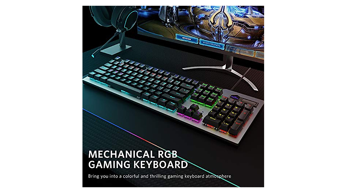 FIODIO RGB Mechanical Gaming Keyboard - Clicky Blue Switches